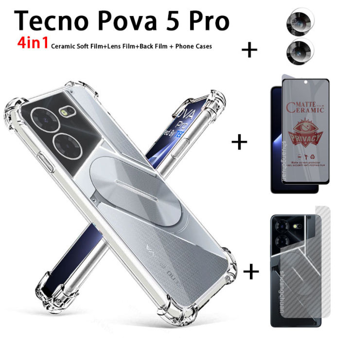 Tecno Pova 5 Pro 5G phone case 4in1 Ceramic Soft Film+Lens Film+Back ...
