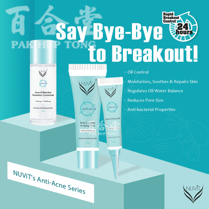 NUVIT ANTI-ACNE - PURIFIED AND BALANCED SKIN #((EXP : 2026)) | Lazada