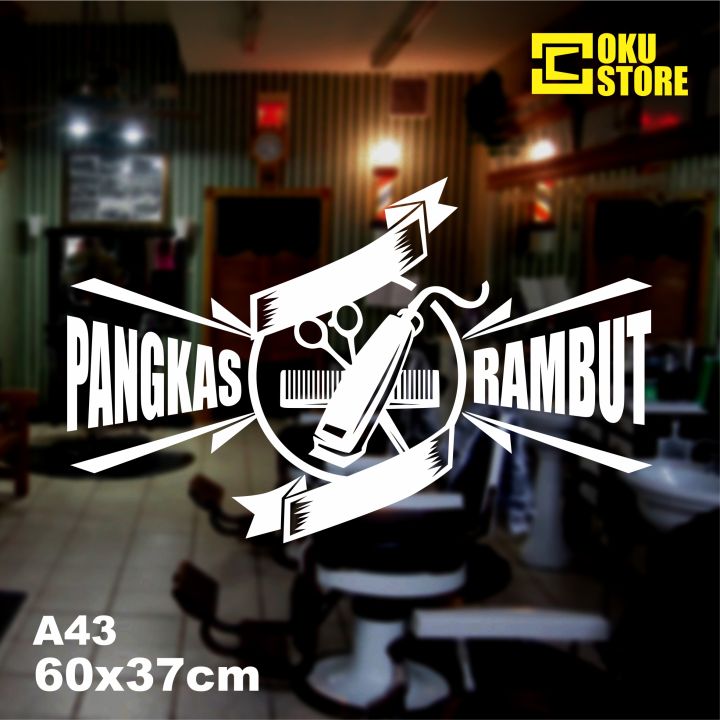 Custom Cutting Sticker PANGKAS RAMBUT BARBERSHOP HAIRCUTS AND SHAVES ...