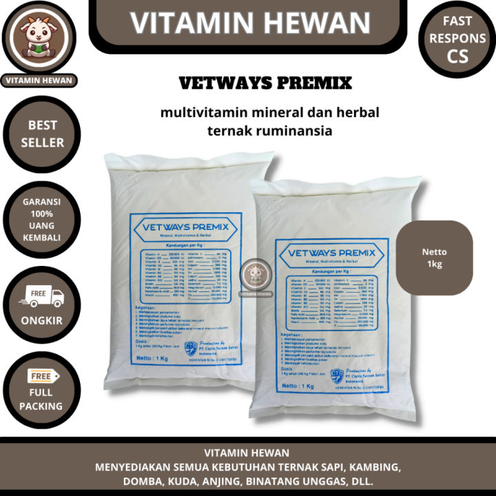 VETWAYS PREMIX | Vitamin Mineral & Herbal Penggemuk Untuk Ternak Sapi ...