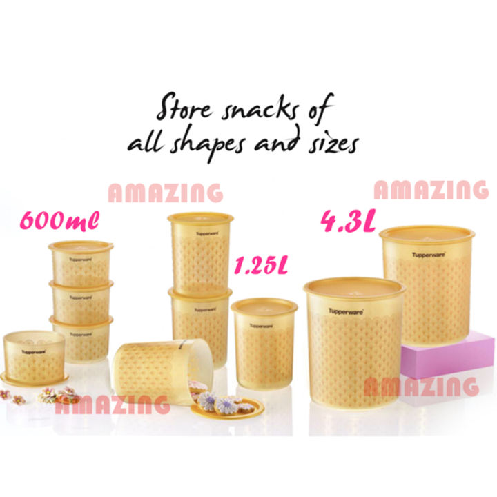 Tupperware Golden One touch canister/ Golden Deco Canister/ Food ...