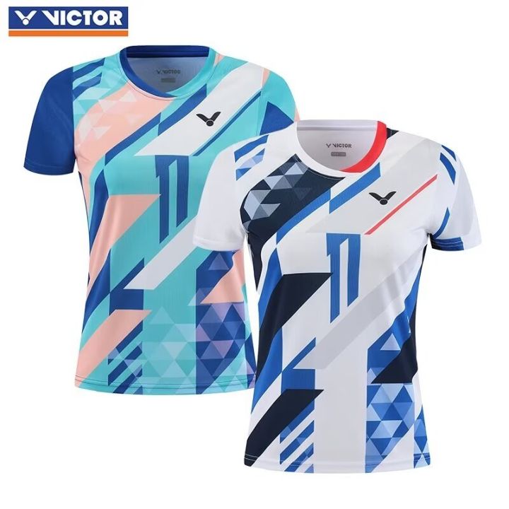 Victor new T-shirt top men's and women's universal badminton wear quick ...