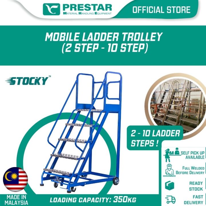 Prestar MHE Stocky Mobile Ladder Trolley 2 Step / 3 Step / 4 Step / 5 ...