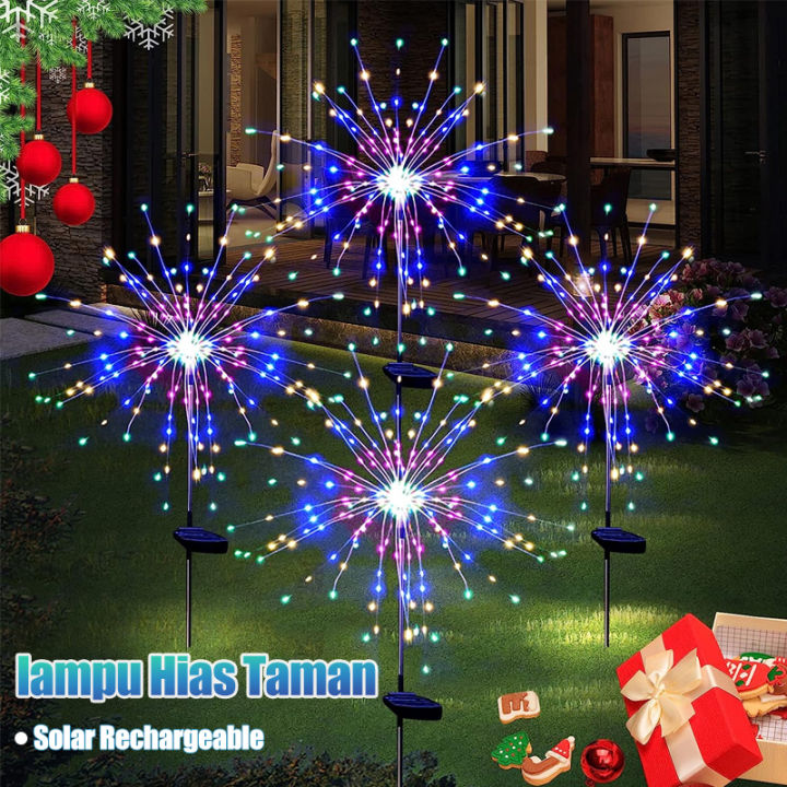 ★COD★ Lampu Taman Tenaga Matahari LED hias bentuk kembang api anti Air ...