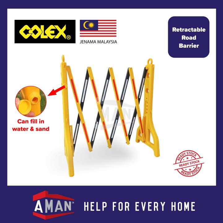 COLEX 2.44m Retractable Road Barrier Extendable Safety Barricade ...