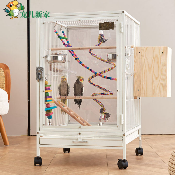 Transparent acrylic splash-proof parrot cage bird cage tiger skin Xuan ...