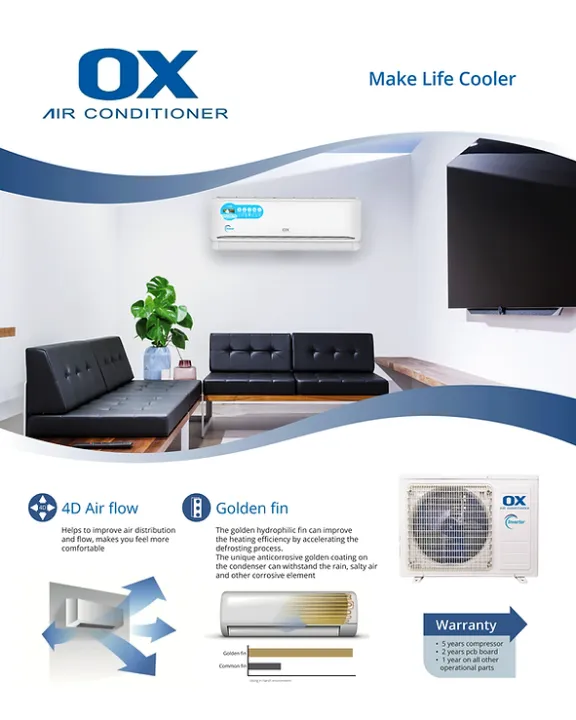 OX Split Type Goldfin Inverter Aircon 1.0 HP / 1.5 HP / 2.0 HP / 2.5 HP ...