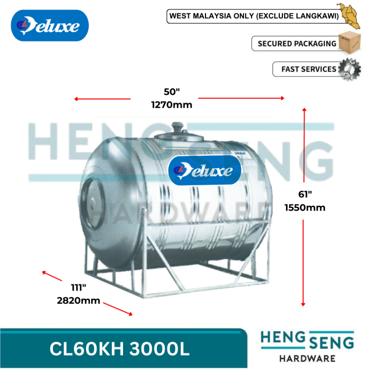 3000 LITER DELUXE STAINLESS STEEL WATER TANK CL60KH WITH STAND | Lazada
