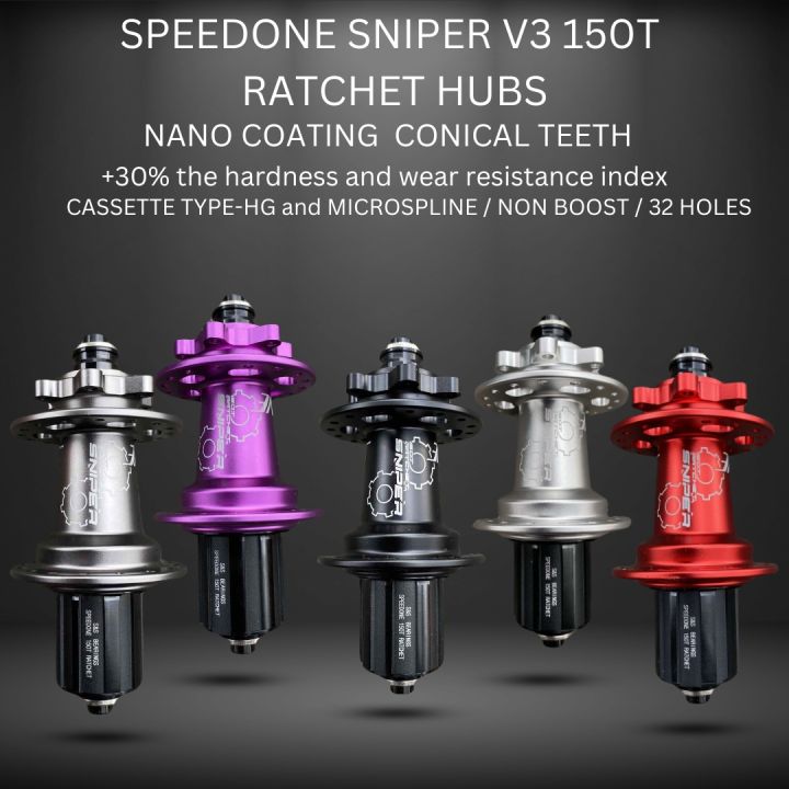 SPEEDONE SNIPER V3 HUBS 150T NON BOOST-HG/CASSETTE TYPE and MICROSPLINE ...