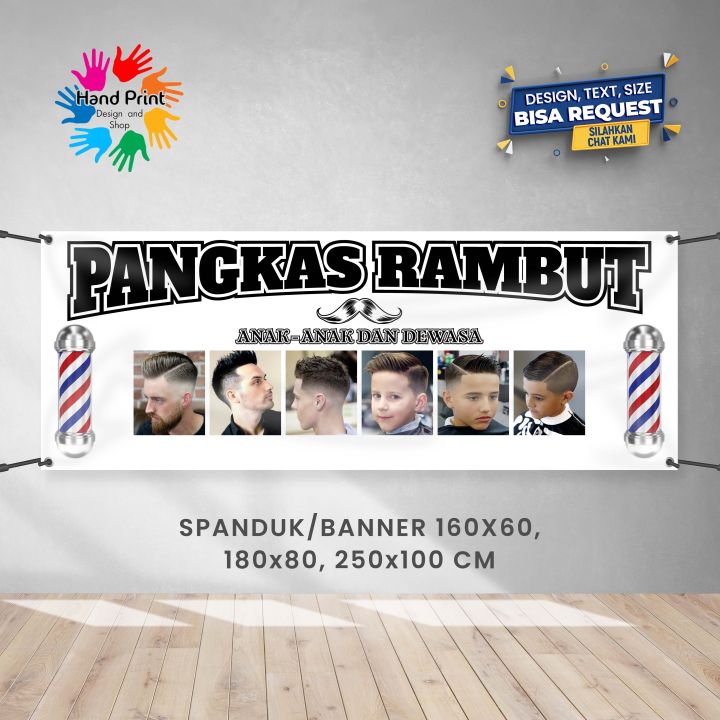 Spanduk Banner Barbershop Pangkas Rambut Cukur Rambut Haircut Warna ...