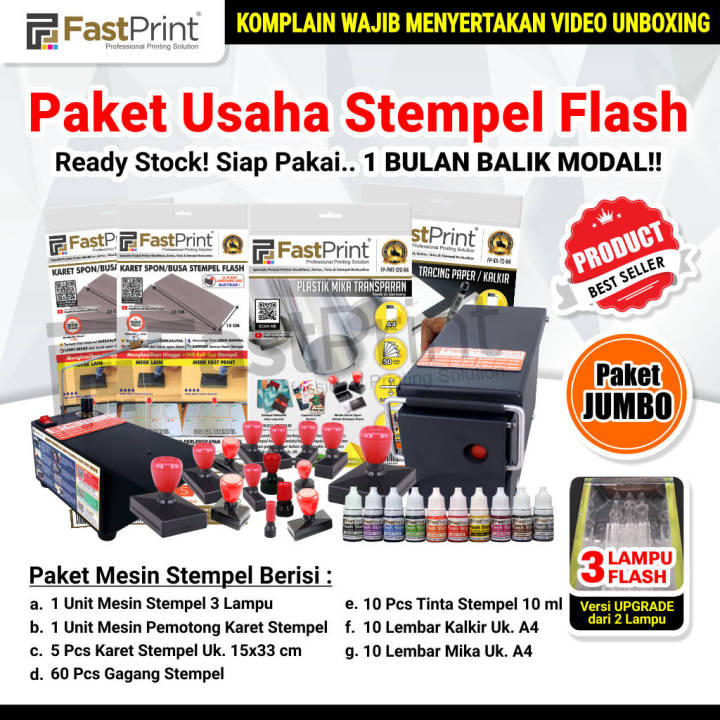 Paket Jumbo Mesin Stempel Flash 3 Full Plat Besi Premium | Lazada Indonesia
