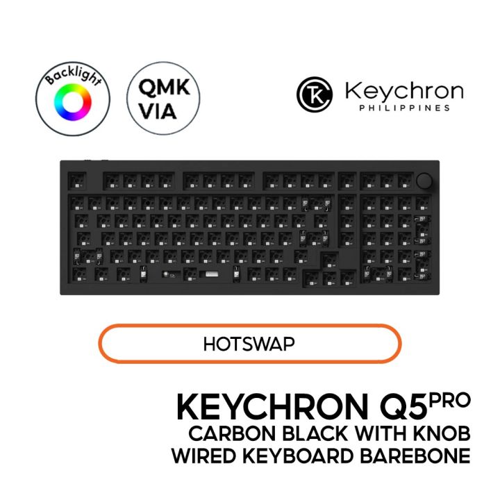 Keychron Q5 Pro with Knob QMK Barebone, Carbon Black, 96% layout ...