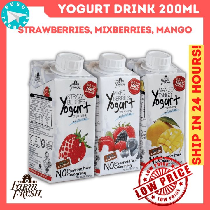 Minuman Yogurt Strawberry/Mixed Berry/Mango Farm Fresh UHT 200ML ...