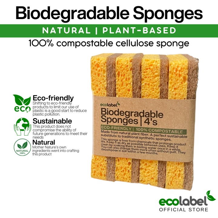 Eco-friendly Kitchen Sponge 100% Biodegradable Compostable Sustainable ...