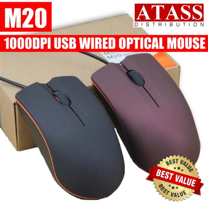 Lenovo M20 USB 1000 DPI Wired Mini Optical Mouse BLACK COLOR ONLY. B100 ...