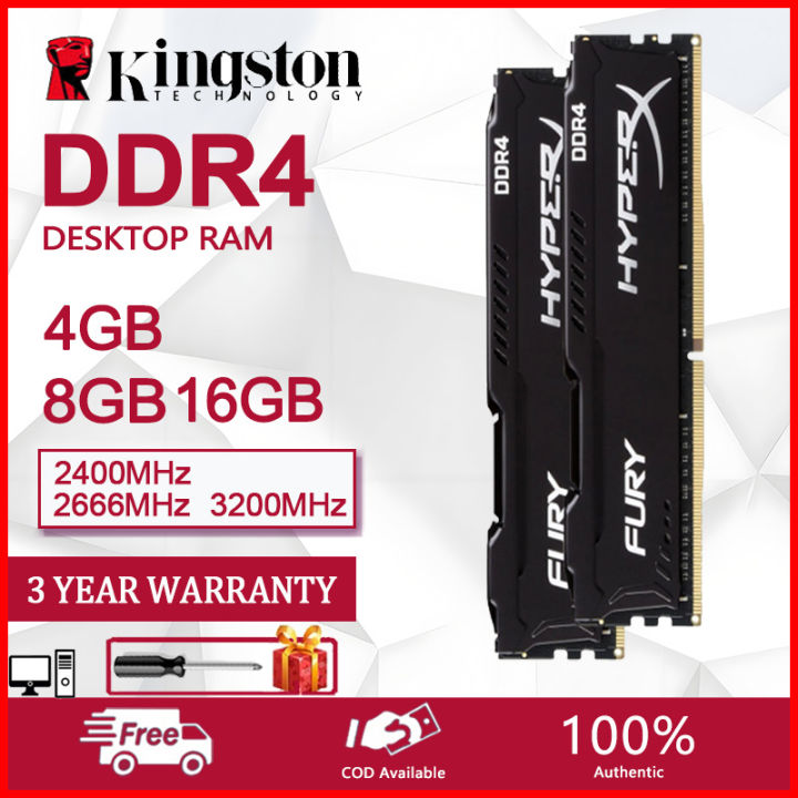 Kingston HyperX FURY Desktop DDR4 RAM 2Rx8 4GB 8GB 16GB 2400Mhz 2666Mhz 3200Mhz DIMM Game Memory ...