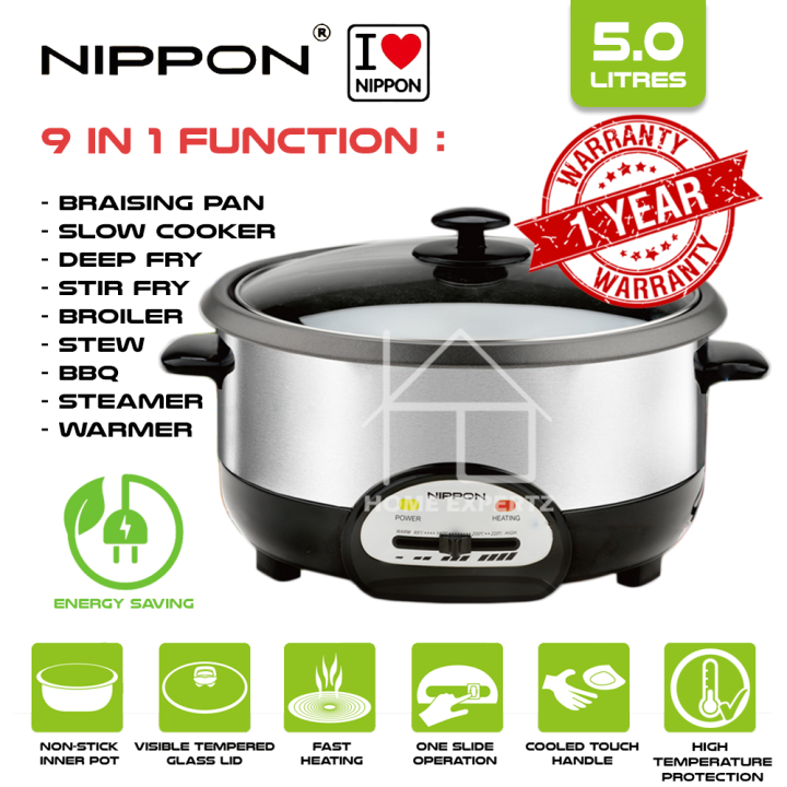 NIPPON 5.0L ELECTRIC MULTI COOKER WITH NON-STICK POT (NMC-H50SS) | Lazada