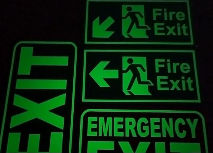 Luminous Fire Exit Sign Large Emergency Exit Glow in the Dark Cut Out ...