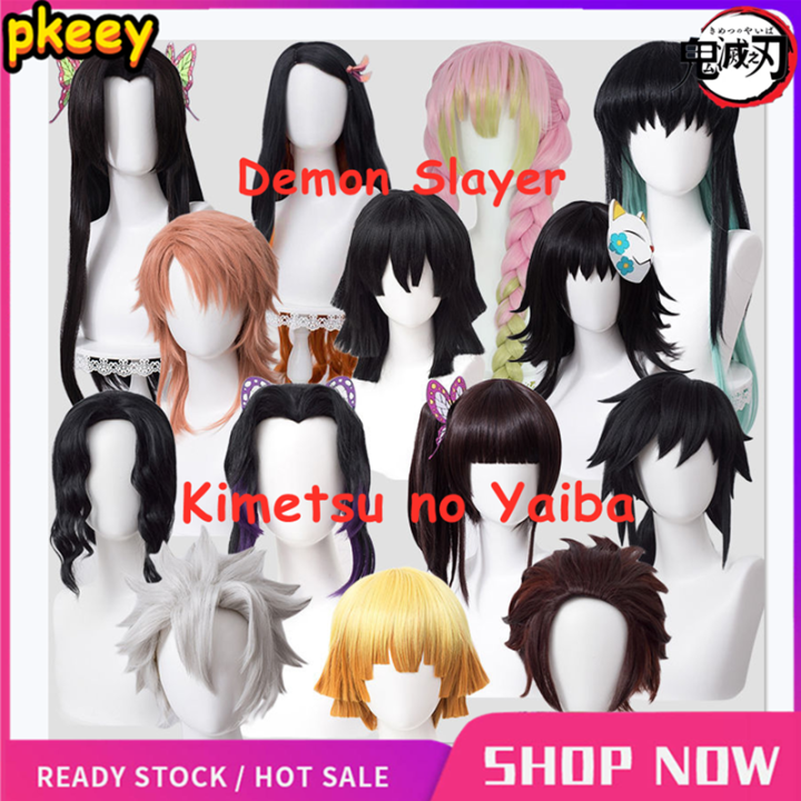 Anime Demon Slayer Kimetsu No Yaiba Cosplay Wig Costume Kamado Tanjirou ...