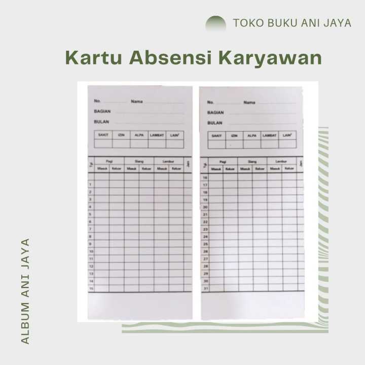 KARTU ABSENSI KARYAWAN 1 PACK (100PCS)/ABSEN POLOS (PUTIH) | Lazada ...