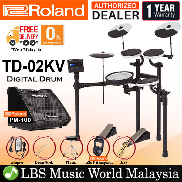 Roland TD-02KV V-Drums Electronic Digital V Drum Set Package (TD02KV TD02 KV) | Lazada