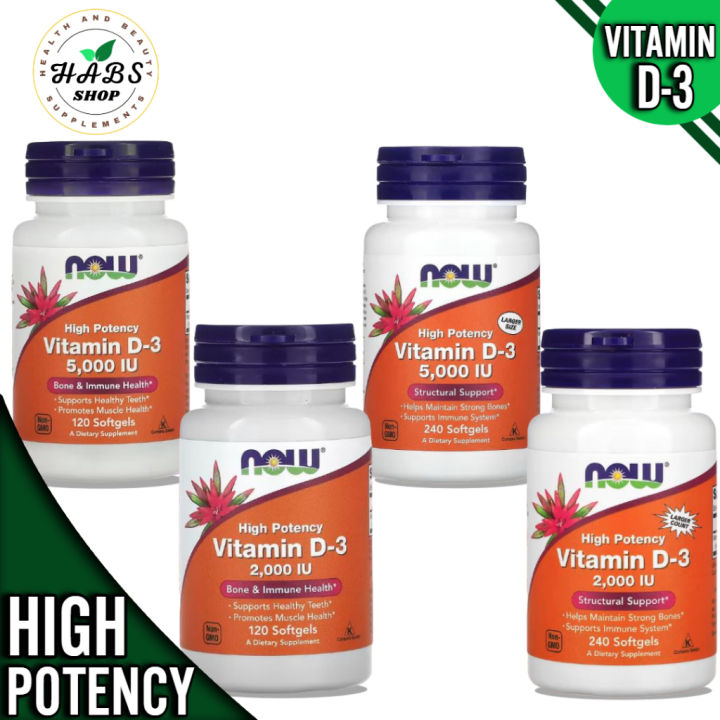 Vitamin D3 5000 IU or Vitamin D3 2000 IU Now Foods High Potency | Lazada PH