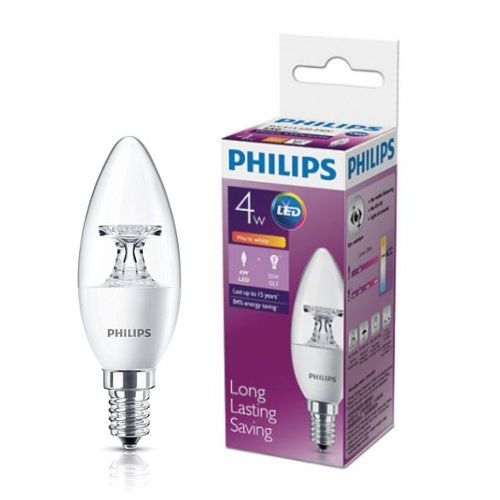 Philips Essential Led Candle B35 4w E14 Warm White Clear Bulb Non