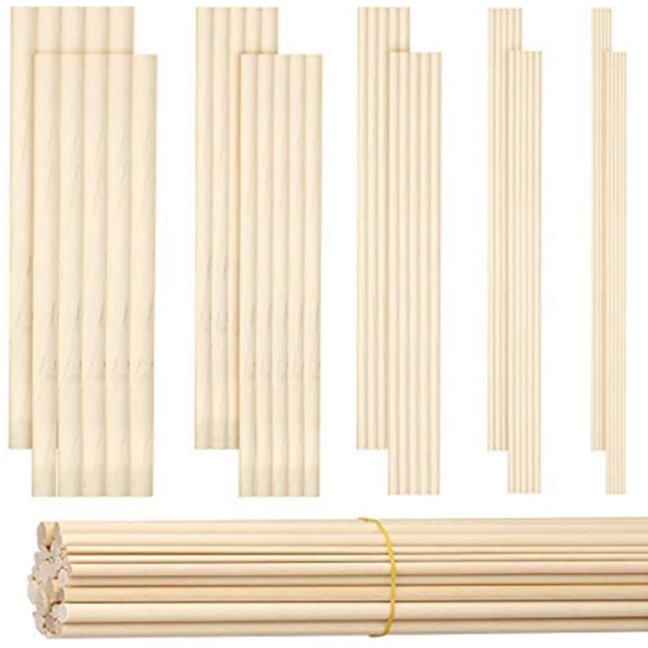 100 Pieces Dowel Rods Wooden Dowel Rod Craft Wood1/8,3/16,1/4,5/16,3 ...