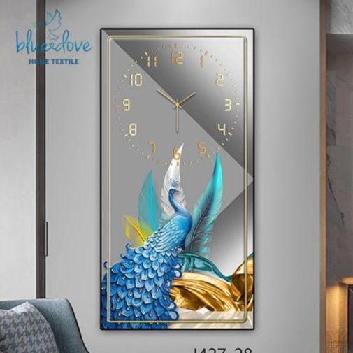 Peacock 3d Large Hanging Wall Clock Digital Wall Watch Silent Clock 8102