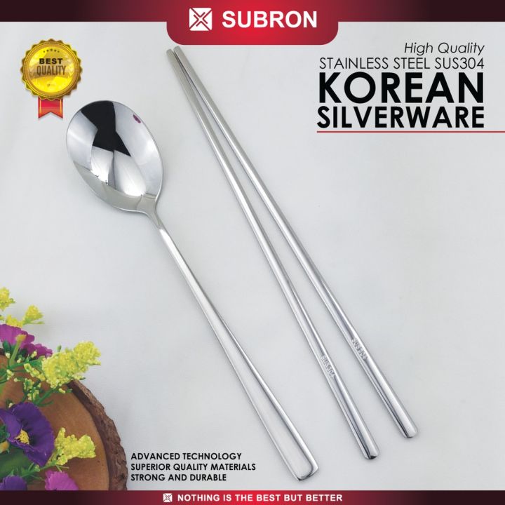 SUBRON SUS304 Sendok Sumpit Alat Makan Korea Stainless Steel Tebal ...