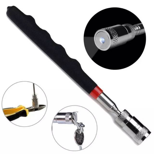 TONGKAT MAGNETIC PICKUP TOOL STIK LED TELESCOPIC MAGNET 8LB | Lazada ...