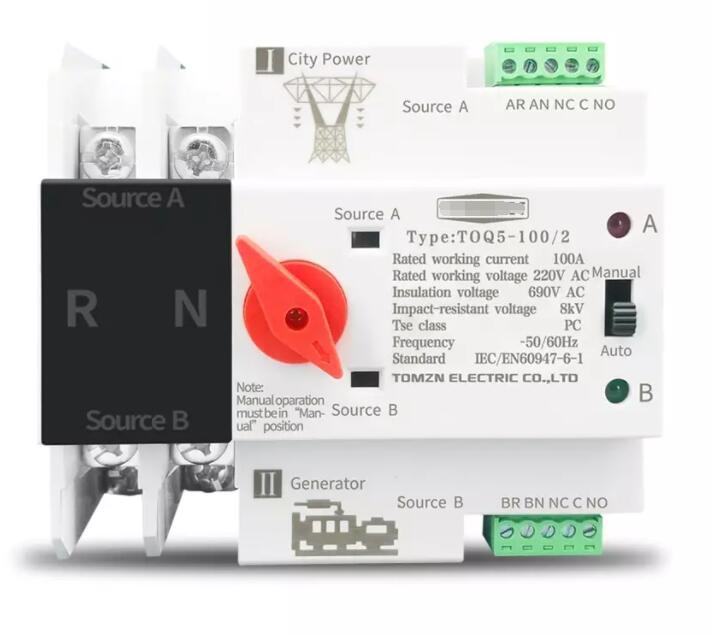 ATS Din Rail 2p Ats Dual Power Automatic Transfer Switch Electrical ...