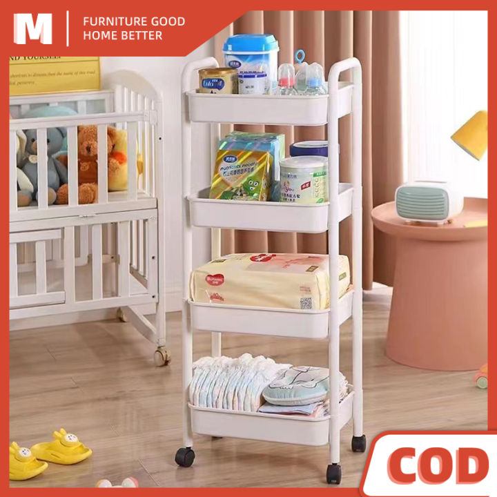 3/4/5 Tier Kitchen Utility Trolley Cart Shelf Storage Rack Bathroom ...