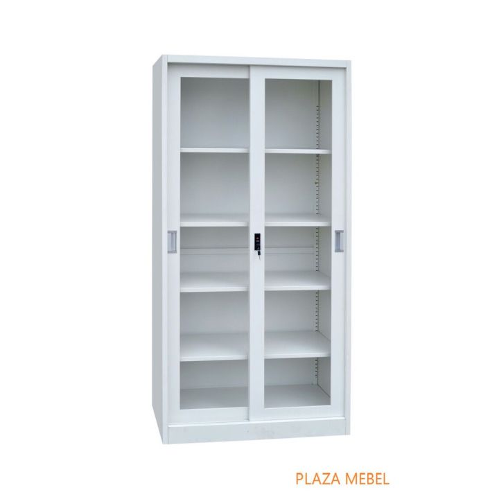 Lemari File Arsip Sliding Kaca Besi Impor New Line / Informa Rak Buku ...