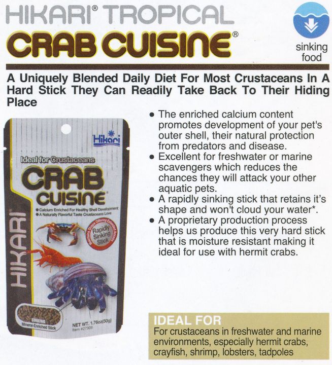 Hikari Tropical Crab Cuisine 50g as a daily diet for Hermit crabs ...