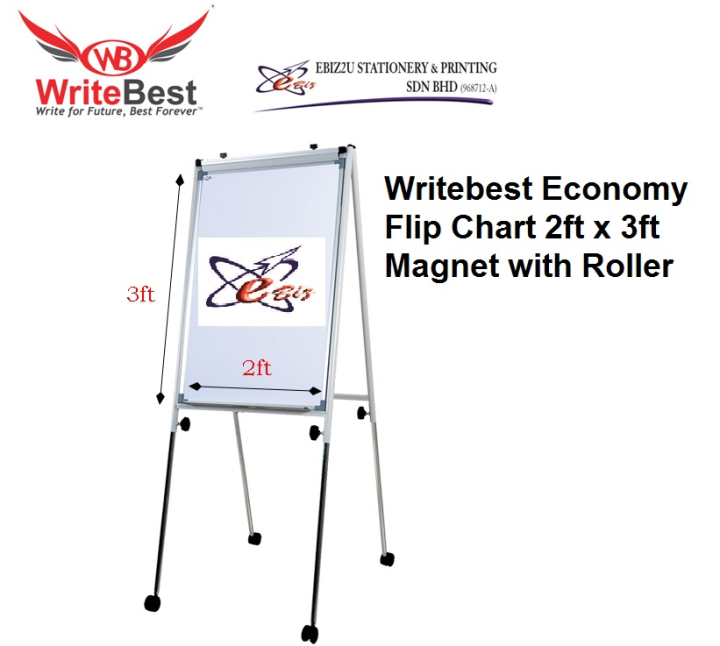 Writebest Economy Flip Chart Board 2ft x 3ft Magnet with Roller 60 x ...