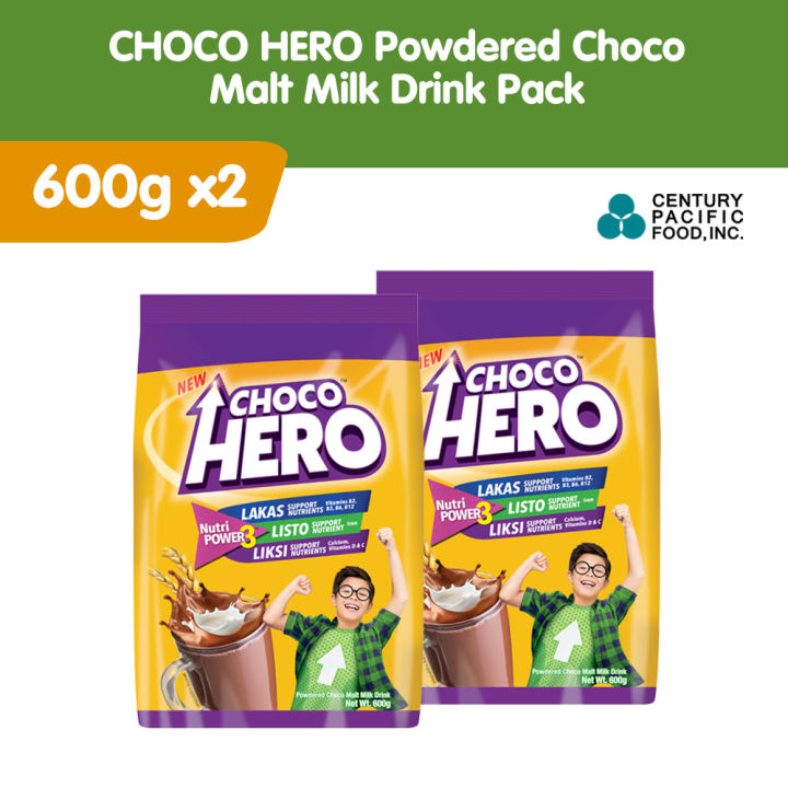 CHOCO HERO Powdered Choco Malt Milk Drink 600g x2 | Lazada PH