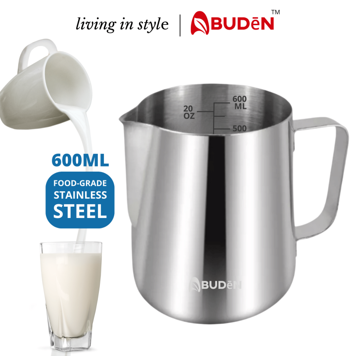 ABUDEN Milk Pitcher 600ml Measurement Scale Frothing Jug Frothing ...