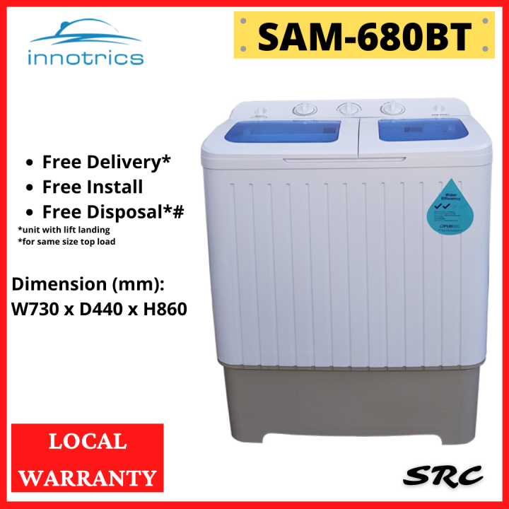 Innotrics SAM-680BT Semi Auto Top Load Washing Machine 6.8kg | Lazada ...