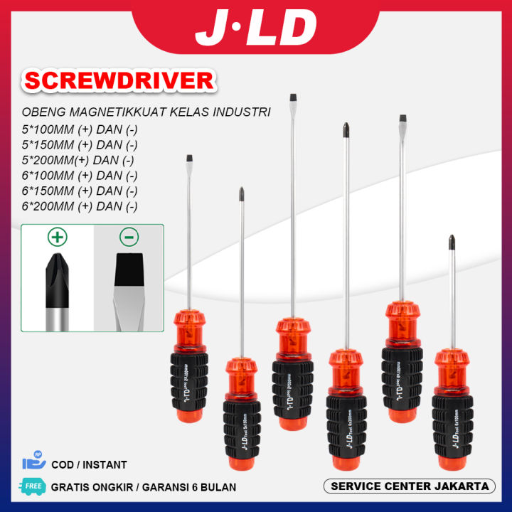 JLD Obeng Plus Gagang Karet Rubber Handle Screwdriver Obeng Multifungsi ...