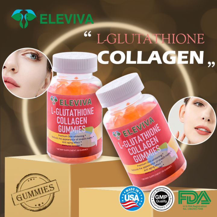 ELEVIVA glutathione with collagen gummies Anti-Aging Slimming Whitening ...