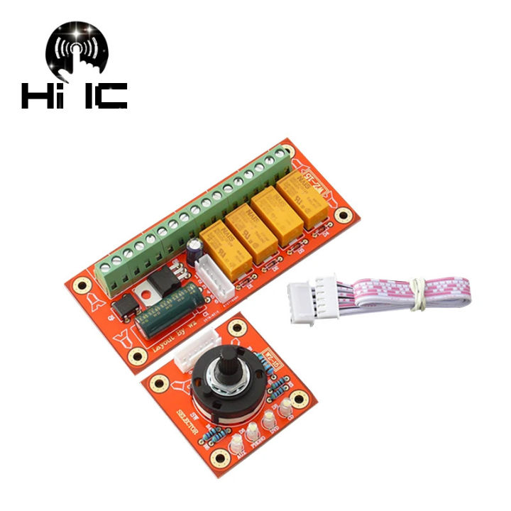 Audio switch input selection board stereo relay 4-way audio input signal selector switching ...
