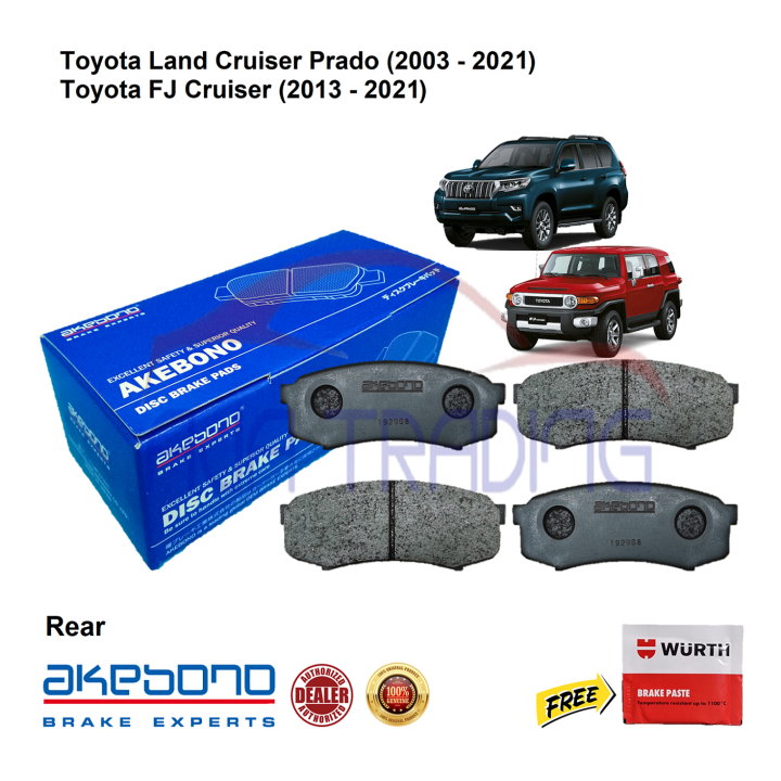 Genuine Akebono Rear Brake Pads for Toyota FJ Cruiser (2013 - 2021 ...
