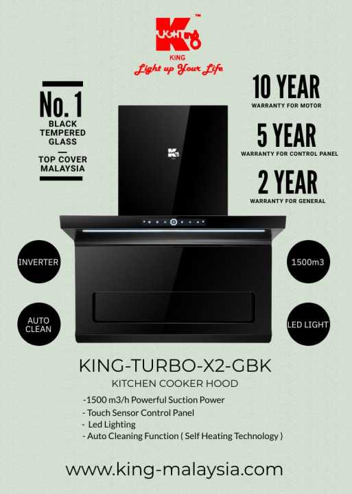 READY STOCK KING KITCHEN HOOD TURBO SERIES MODEL KING-TURBOX2-GBK ...
