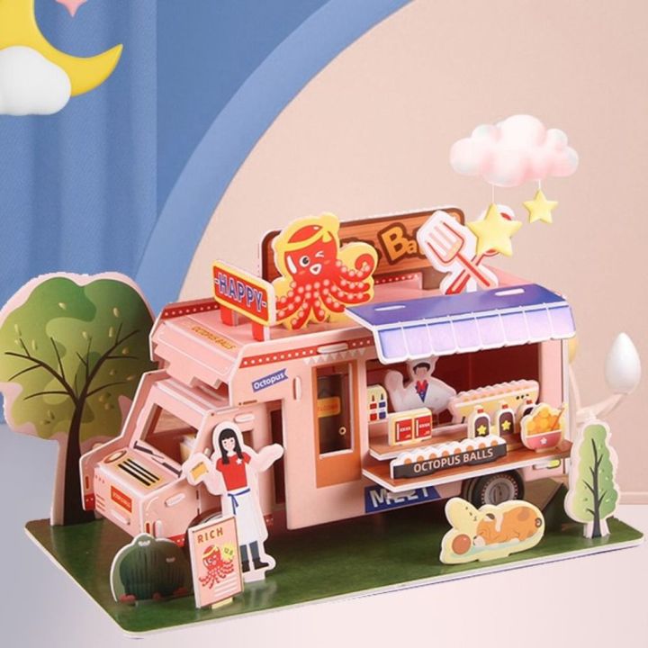 FRTH กระดาษแข็งบอร์ดบอร์ด ห้องปริศนาบ้านตุ๊กตาแบบทำมือ ร้านขายไอศกรีม ...