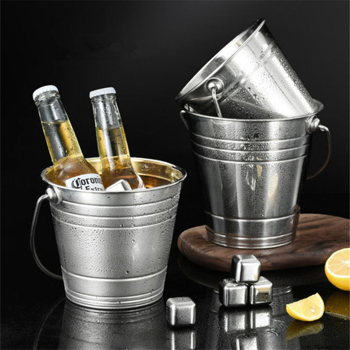 Stainless Steel Portable Ice Bucket Multi-size Insulated Ice Cube ...