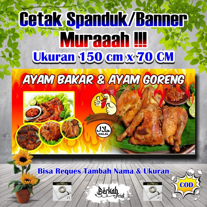 Spanduk Banner Ayam Bakar & Ayam Goreng Ukuran 150 cm x 70 cm | Lazada ...