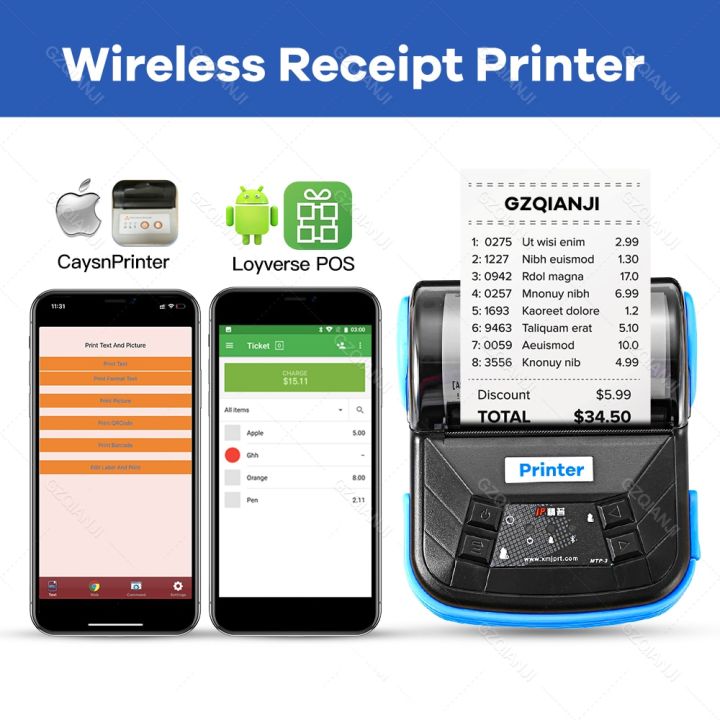 Wireless New Version 80Mm Bluetooth 4.0 Android POS Receipt Thermal ...