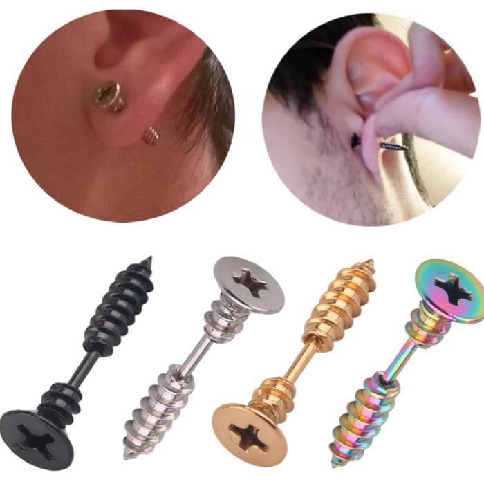 Anting Titanium Tindik Import Korea Model Sekrup Baut Gaya Keren ...
