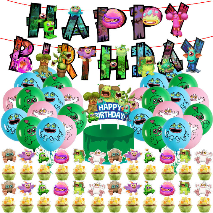 My Singing Monsters theme kids birthday party decorations banner cake ...